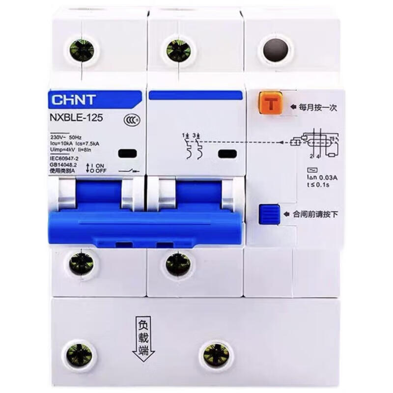 chint residual current operated circuit breaker; nxble-125 2p c125 30ma – koeedmro
