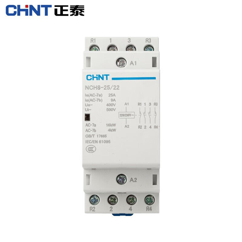 chint (chnt) nch8-25/22-220/230v small single-phase ac contactor 220v rail type – koeedmro